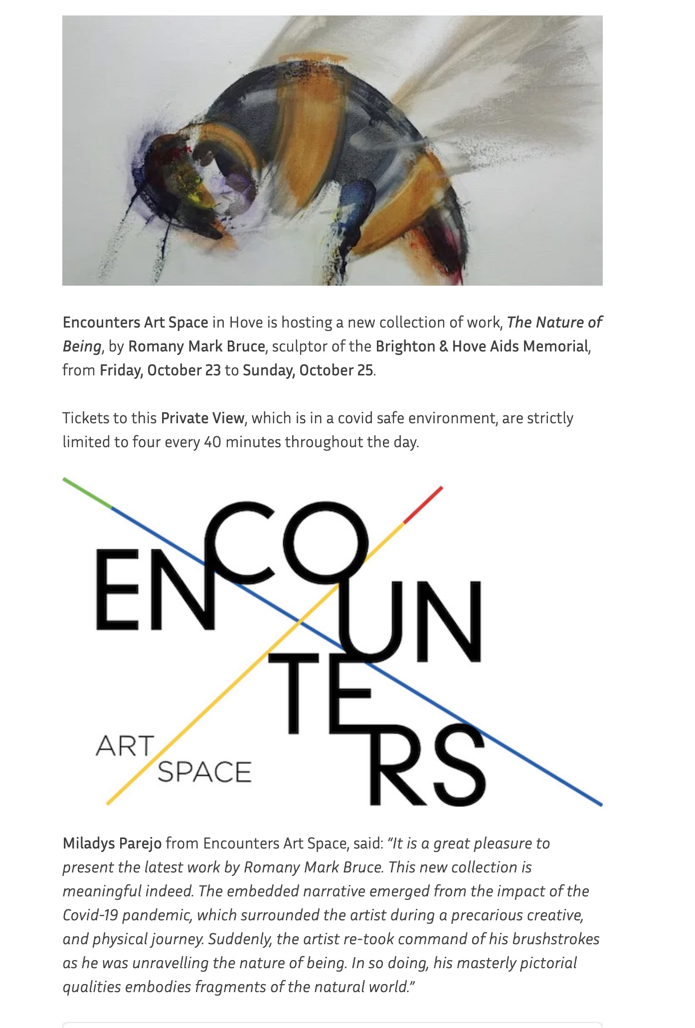 The Nature of Being Exhibition - Romany Mark Bruce